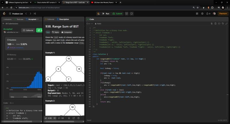 Robin Poonia on LinkedIn: 🚀 **Solved: Range Sum of BST (LeetCode 938 ... Robin Poonia on LinkedIn: 🚀 **Solved: Range Sum of BST (LeetCode 938 ...