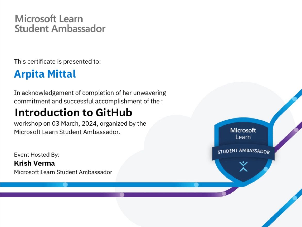 Arpita Mittal on LinkedIn: I am very happy to receive this certificate ... Arpita Mittal on LinkedIn: I am very happy to receive this certificate ...
