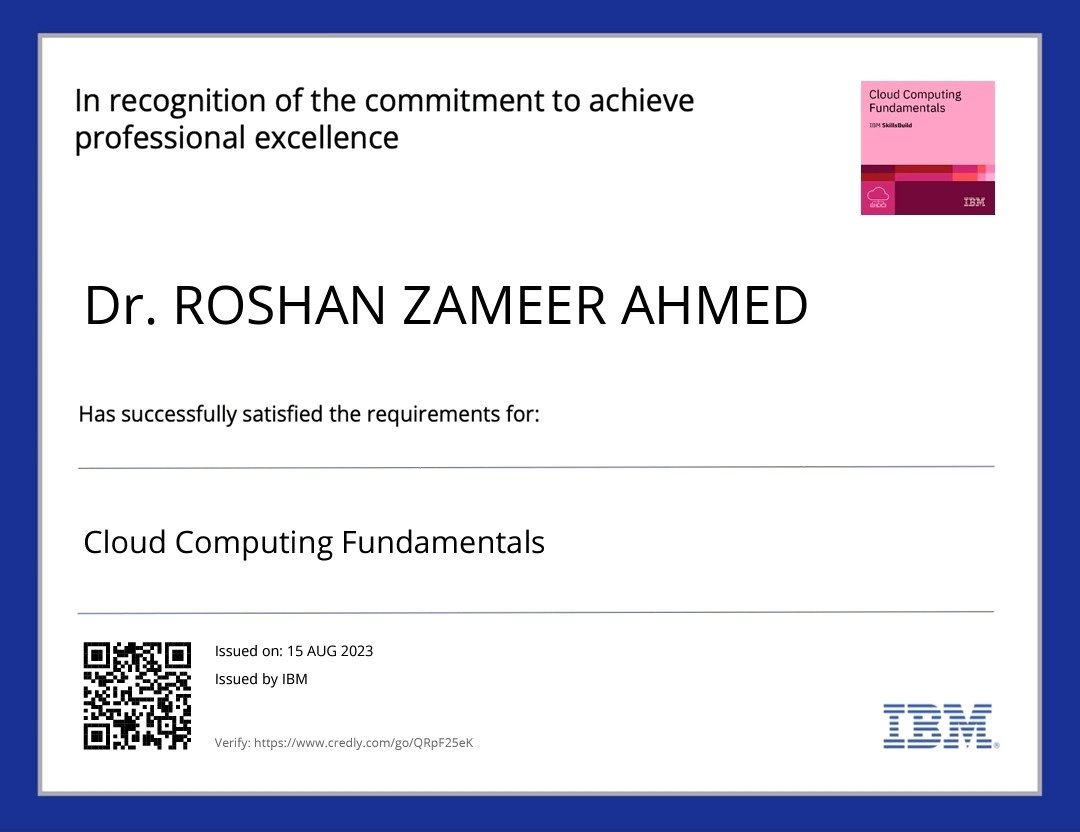 Dr. Roshan Zameer Ahmed on LinkedIn: #cloud #thanksto #ibm # ... Dr. Roshan Zameer Ahmed on LinkedIn: #cloud #thanksto #ibm # ...