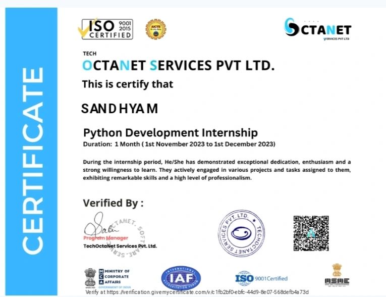Sandhya Murugan on LinkedIn: #python #internship #gratitude Sandhya Murugan on LinkedIn: #python #internship #gratitude
