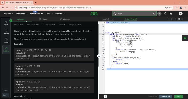 #gfgsdechallenge #day1 #dsa #problemsolving #100daysofcode… | Hitesh Sharma #gfgsdechallenge #day1 #dsa #problemsolving #100daysofcode… | Hitesh Sharma
