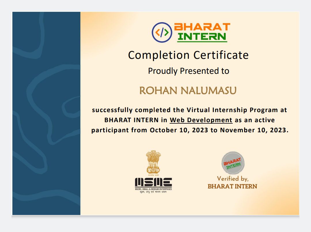 Rohan Nalumasu on LinkedIn: #internshipcomplete #webdevelopment # ... Rohan Nalumasu on LinkedIn: #internshipcomplete #webdevelopment # ...