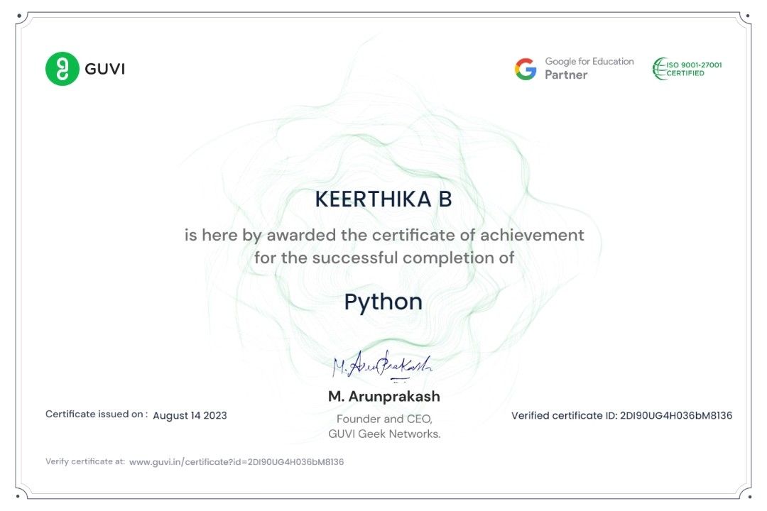 Keerthika B on LinkedIn: #learning #python Keerthika B on LinkedIn: #learning #python