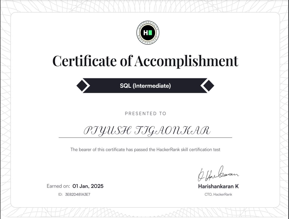 Piyush Tigaonkar on LinkedIn: #dataanalytics #sql #continuouslearning # ... Piyush Tigaonkar on LinkedIn: #dataanalytics #sql #continuouslearning # ...