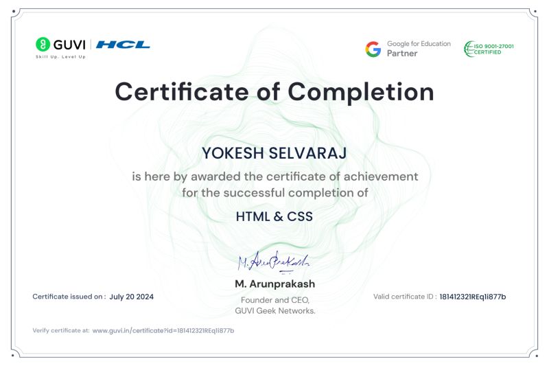 Yokesh. S on LinkedIn: #guvi #webdevelopment #html #css # ... Yokesh. S on LinkedIn: #guvi #webdevelopment #html #css # ...