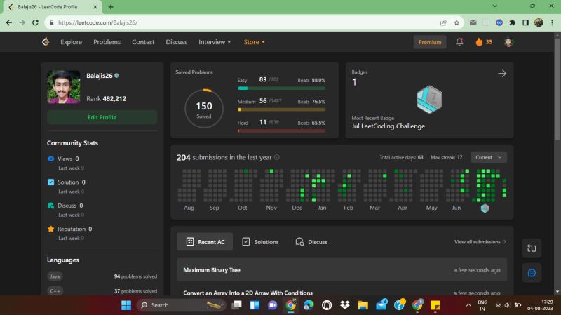 BALAJI S on LinkedIn: #jul #leetcode2023 #leetcodestreak BALAJI S on LinkedIn: #jul #leetcode2023 #leetcodestreak