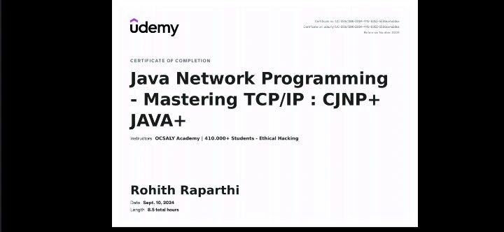 Completed Java Network Programming course on Udemy | Rohith Raparthi ... Completed Java Network Programming course on Udemy | Rohith Raparthi ...