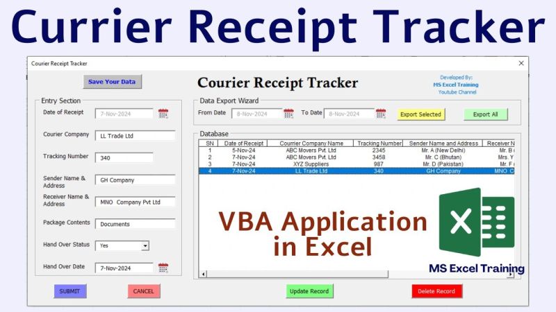 Learn Microsoft Excel on LinkedIn: Courier Receipt Tracking Mini ... Learn Microsoft Excel on LinkedIn: Courier Receipt Tracking Mini ...