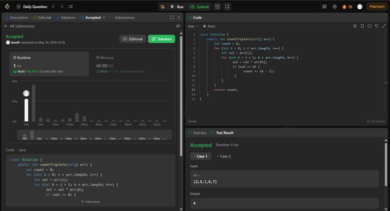 Leetcode Problem: Count Triplets with XOR | Areeff Pathan posted on the ... Leetcode Problem: Count Triplets with XOR | Areeff Pathan posted on the ...