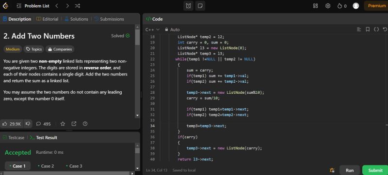 #45daysofcodechallenge #linkedlists #leetcode #problemoftheday… | Vibha C. #45daysofcodechallenge #linkedlists #leetcode #problemoftheday… | Vibha C.