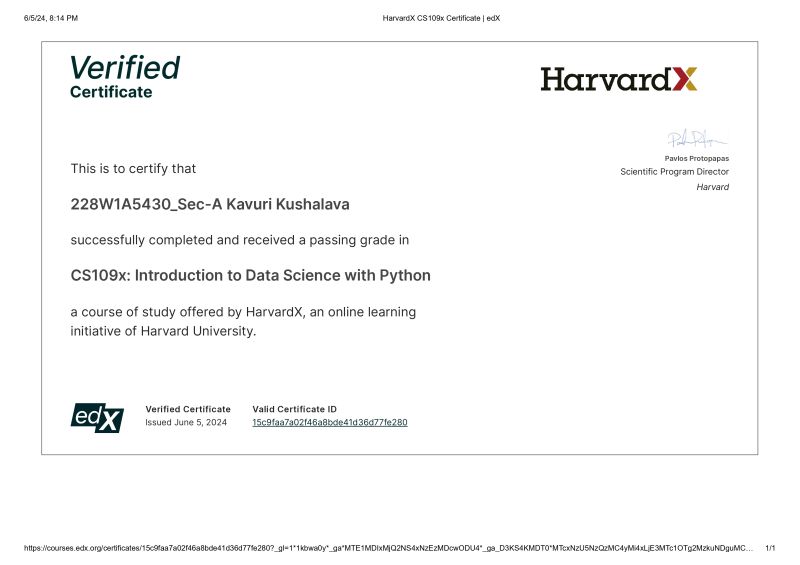 KUSHALAVA KAVURI on LinkedIn: #datascience #python #edx #certification ... KUSHALAVA KAVURI on LinkedIn: #datascience #python #edx #certification ...