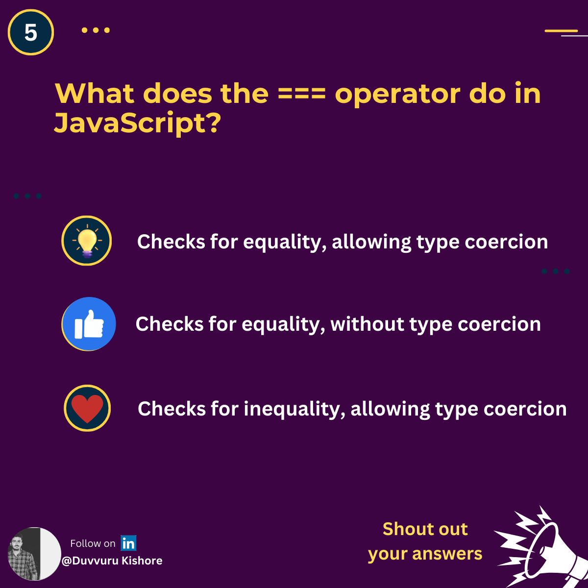 Duvvuru Kishore on LinkedIn: #interviewpreparation #javascript #mcqs Duvvuru Kishore on LinkedIn: #interviewpreparation #javascript #mcqs