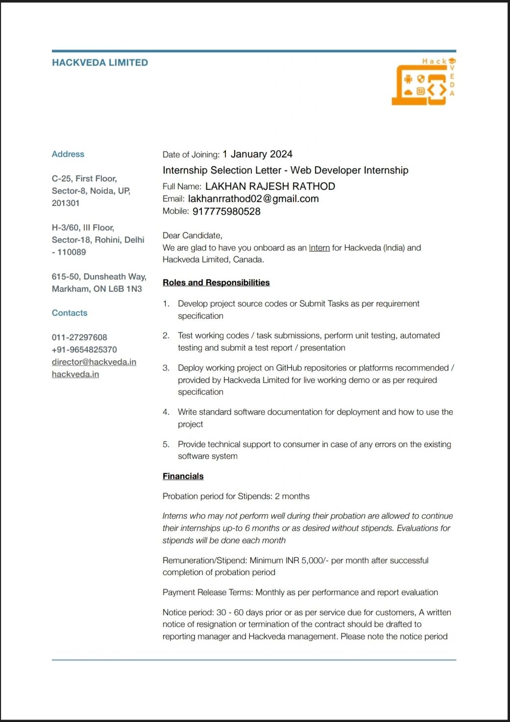 Lakhan Rathod on LinkedIn: #webdeveloper #internship #hackvedaltd # ... Lakhan Rathod on LinkedIn: #webdeveloper #internship #hackvedaltd # ...