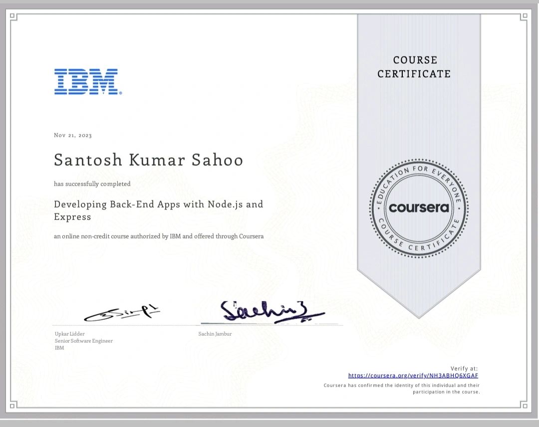 Santosh kumar Sahoo on LinkedIn: #connections #coursera #ibm # ... Santosh kumar Sahoo on LinkedIn: #connections #coursera #ibm # ...