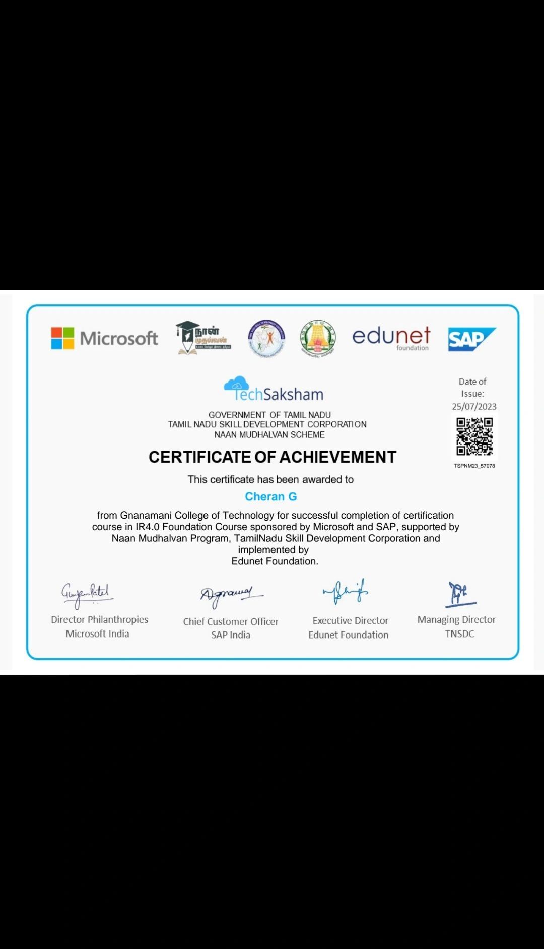 Cheran G on LinkedIn: #naanmudhalvancertification #achievementunlocked Cheran G on LinkedIn: #naanmudhalvancertification #achievementunlocked
