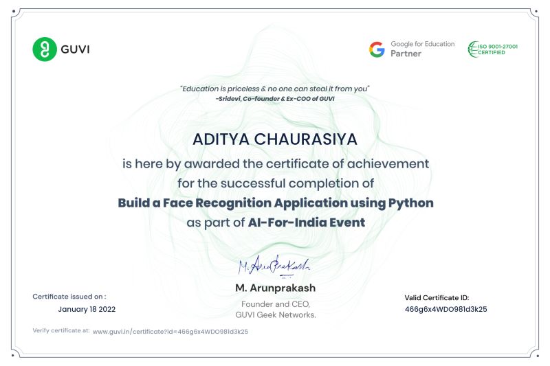 Aditya Chaurasiya on LinkedIn: #facerecognition #python #guvi # ... Aditya Chaurasiya on LinkedIn: #facerecognition #python #guvi # ...