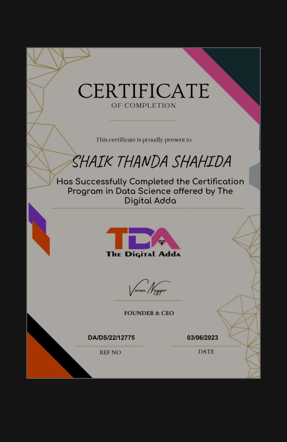 SHAIK THANDA SHAHIDA posted on LinkedIn SHAIK THANDA SHAHIDA posted on LinkedIn