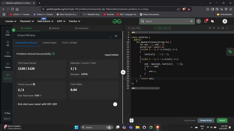 #gfg #dsa #greedyalgorithms #stringmanipulation #maximizepartitions ... #gfg #dsa #greedyalgorithms #stringmanipulation #maximizepartitions ...