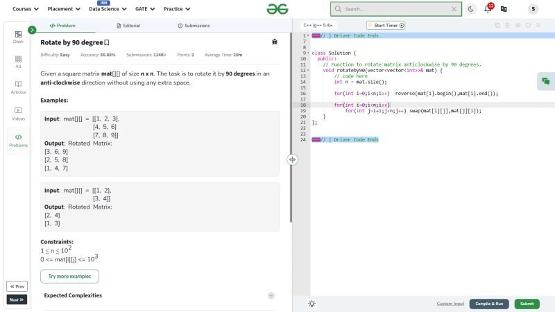 #dsa #gfg160 #geekstreak2025 #100daysofcode #matrixrotation # ... #dsa #gfg160 #geekstreak2025 #100daysofcode #matrixrotation # ...