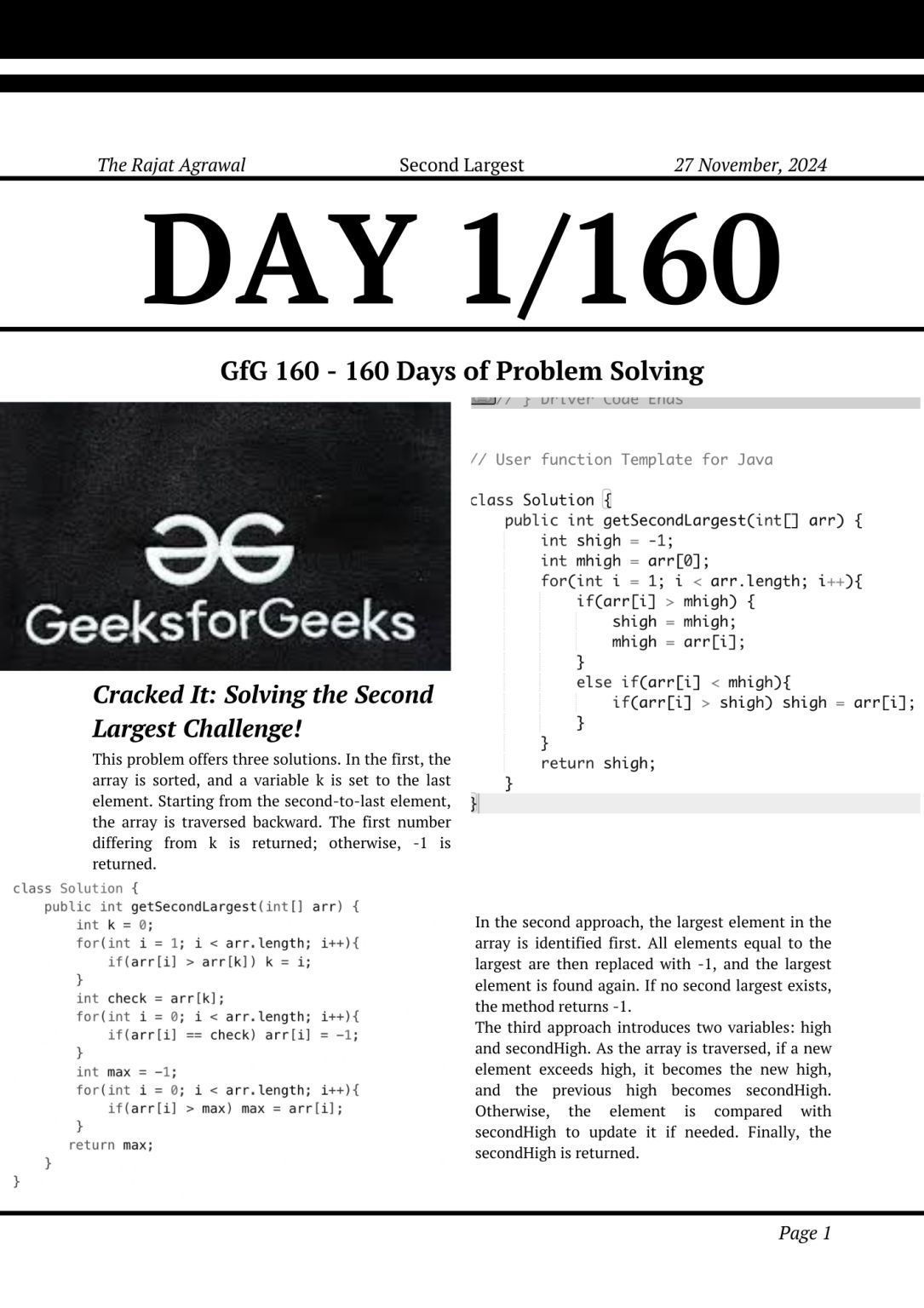 The Rajat Agrawal on LinkedIn: #geekstreak2024 #gfg160 #geeksforgeeks # ... The Rajat Agrawal on LinkedIn: #geekstreak2024 #gfg160 #geeksforgeeks # ...
