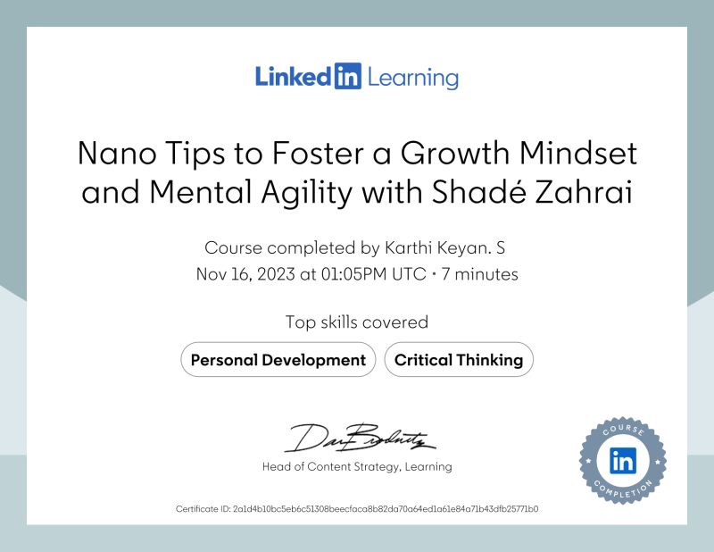 Nano Tips for Growth Mindset by Shadé Zahrai | Karthi Keyan. S posted ... Nano Tips for Growth Mindset by Shadé Zahrai | Karthi Keyan. S posted ...