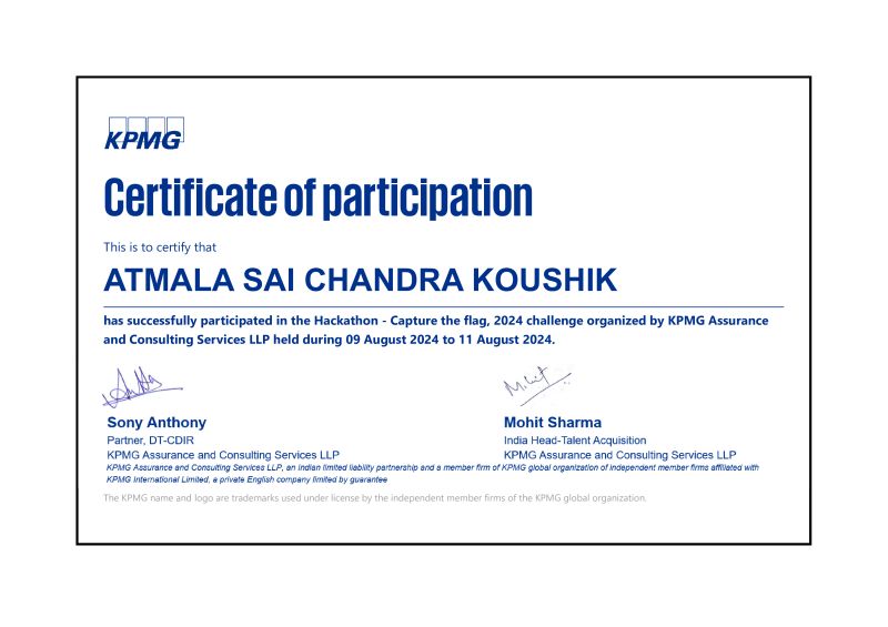 ATMALA SAI CHANDRA KOUSHIK on LinkedIn: #kpmgindia #hackathon #ctf2024 ... ATMALA SAI CHANDRA KOUSHIK on LinkedIn: #kpmgindia #hackathon #ctf2024 ...