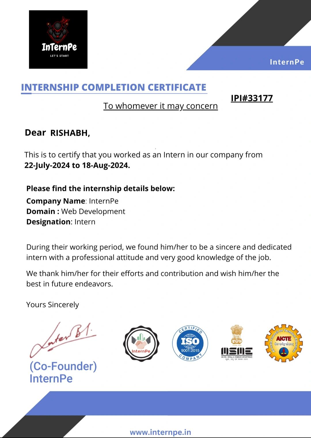 Rishabh Y on LinkedIn: #internship #webdevelopment Rishabh Y on LinkedIn: #internship #webdevelopment