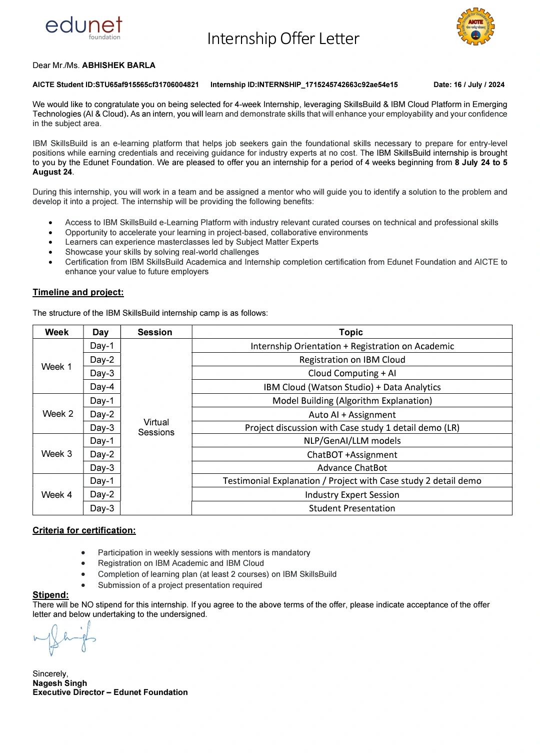 Abhishek Barla on LinkedIn: #al #cloudcomputing #internship #excited Abhishek Barla on LinkedIn: #al #cloudcomputing #internship #excited