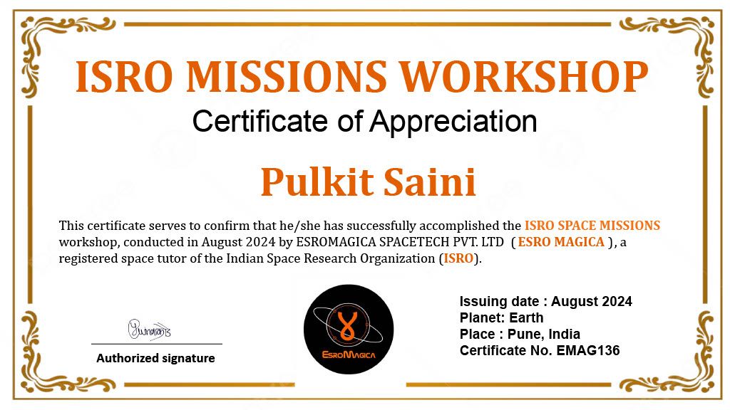 Pulkit Saini on LinkedIn: #spacemissions #isro #esromagica # ... Pulkit Saini on LinkedIn: #spacemissions #isro #esromagica # ...