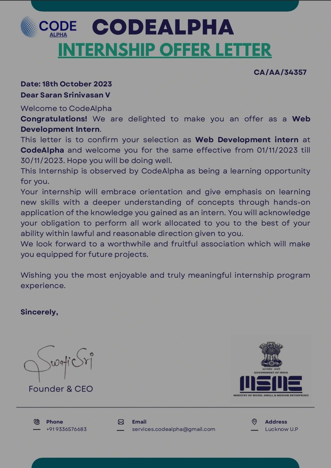Saran Srini on LinkedIn: #webdevelopment #internship #codealpha Saran Srini on LinkedIn: #webdevelopment #internship #codealpha