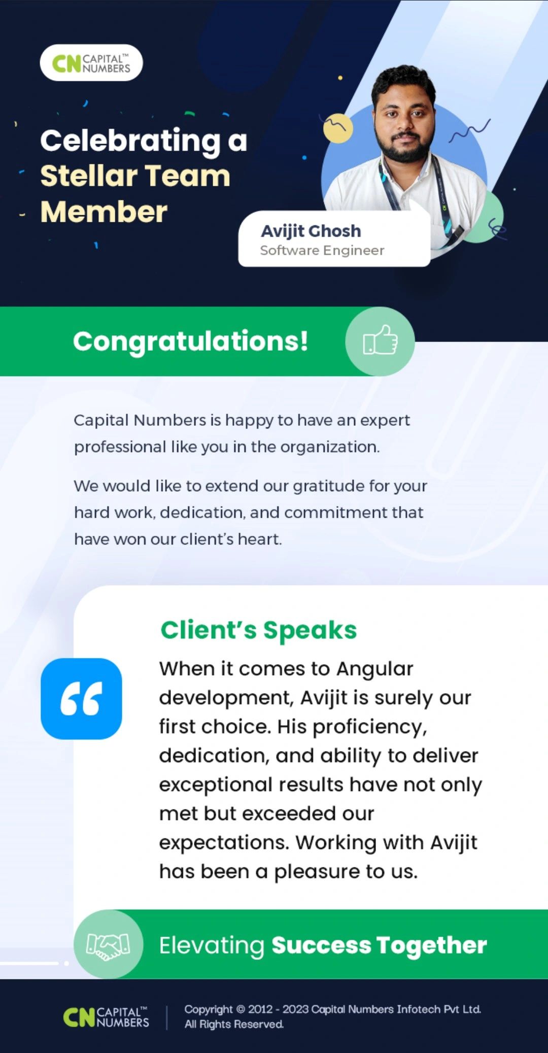 Thank you Capital Numbers for the appreciation. | Avijit Ghosh Thank you Capital Numbers for the appreciation. | Avijit Ghosh