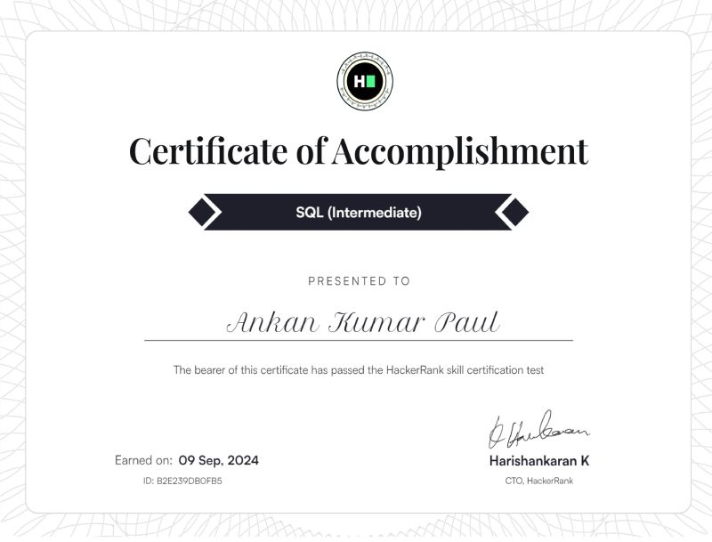 Ankan Kumar Paul on LinkedIn: #sql #hackerrank Ankan Kumar Paul on LinkedIn: #sql #hackerrank