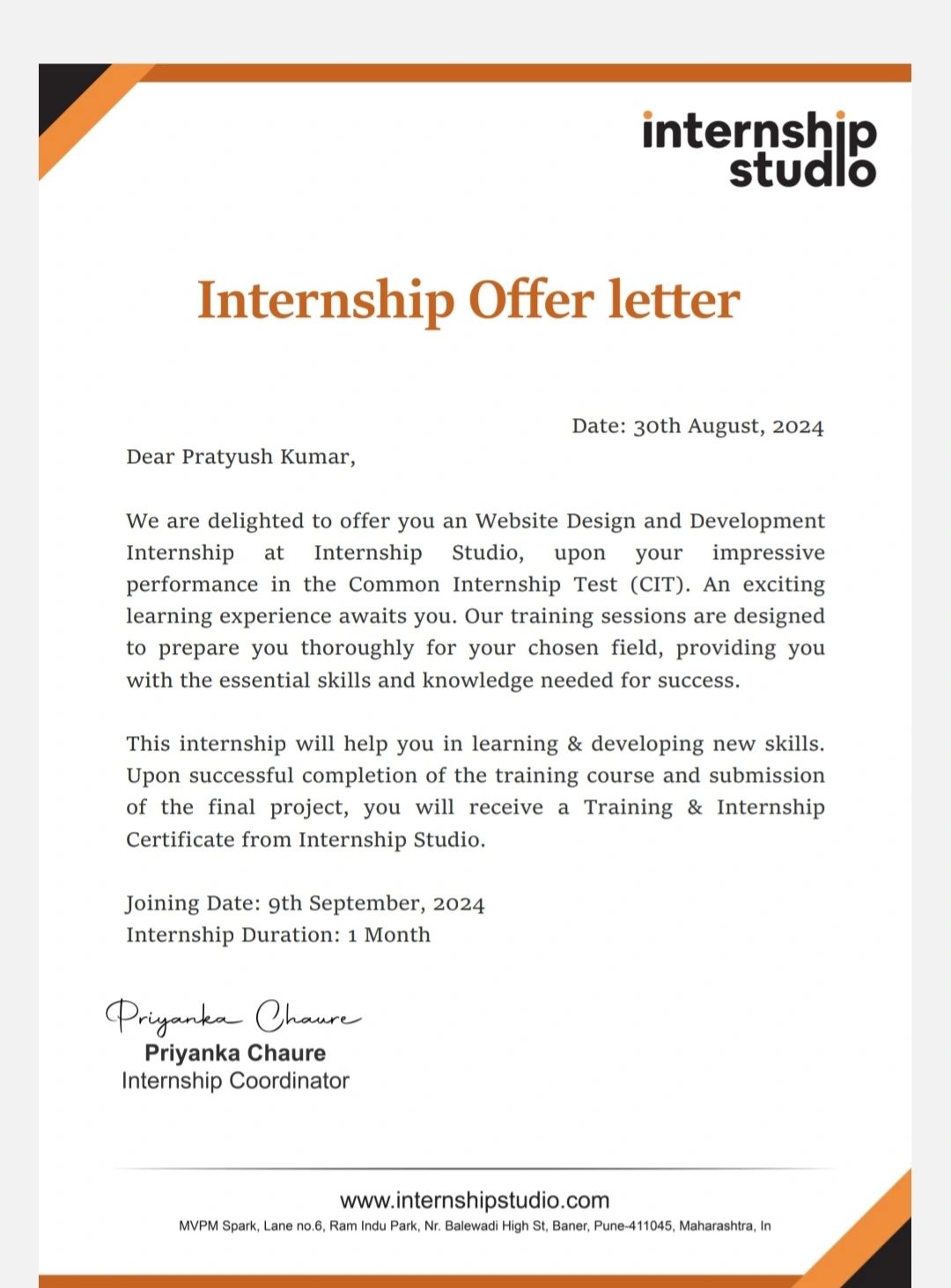 Pratyush Kumar on LinkedIn: #internshipstudio #internship Pratyush Kumar on LinkedIn: #internshipstudio #internship