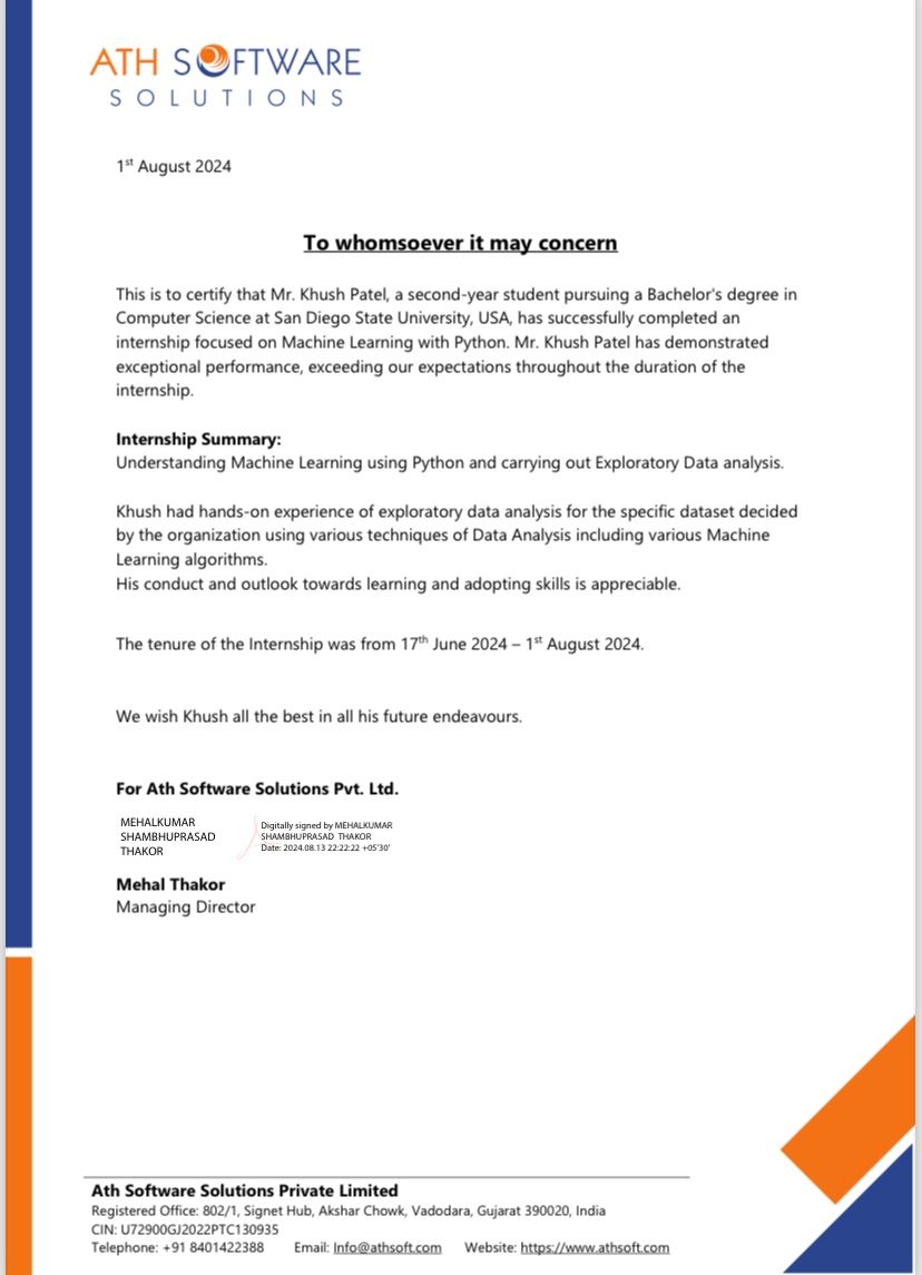 Khush Patel on LinkedIn: #internship #python #machinelearning #ai Khush Patel on LinkedIn: #internship #python #machinelearning #ai