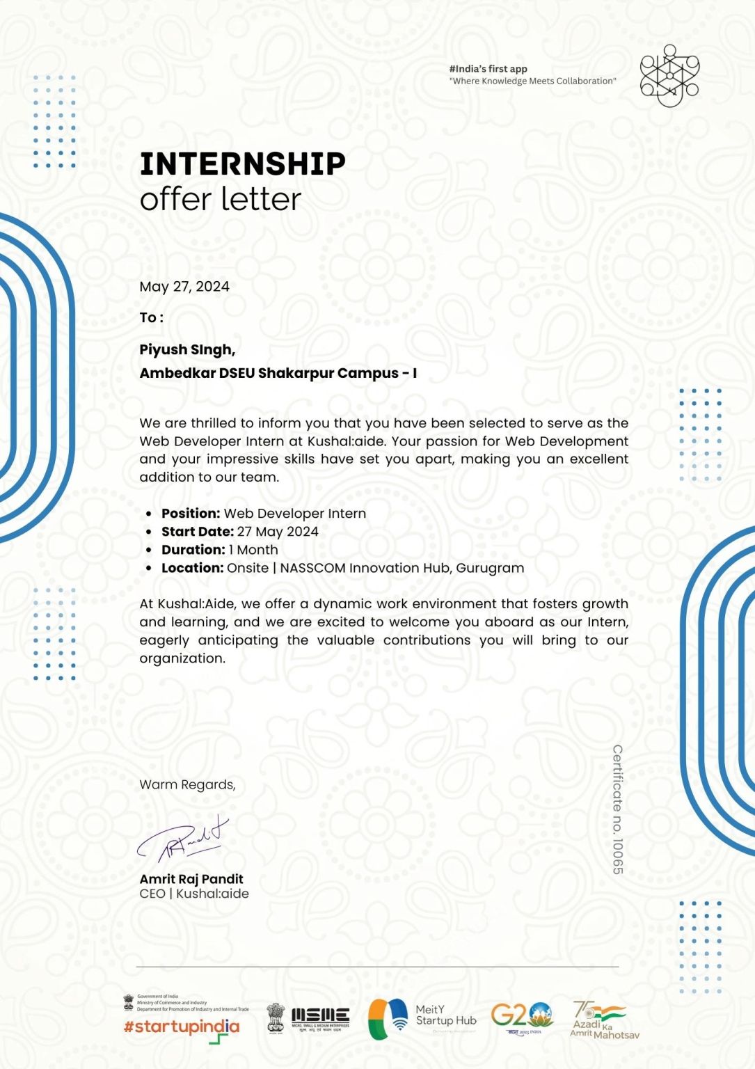 #webdevelopment #internship #kushalaide | PIYUSH SINGH #webdevelopment #internship #kushalaide | PIYUSH SINGH