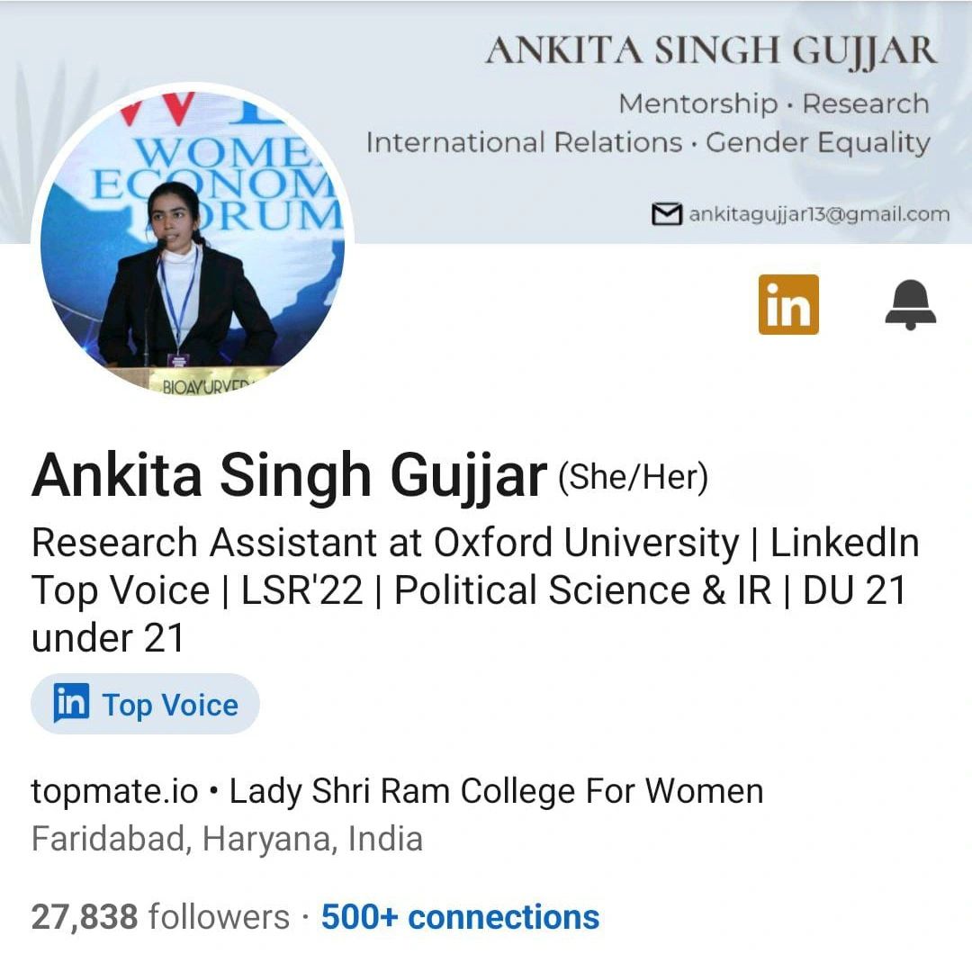 Ankita Singh Gujjar on LinkedIn: #topvoice #linkedin #research | 52 ... Ankita Singh Gujjar on LinkedIn: #topvoice #linkedin #research | 52 ...