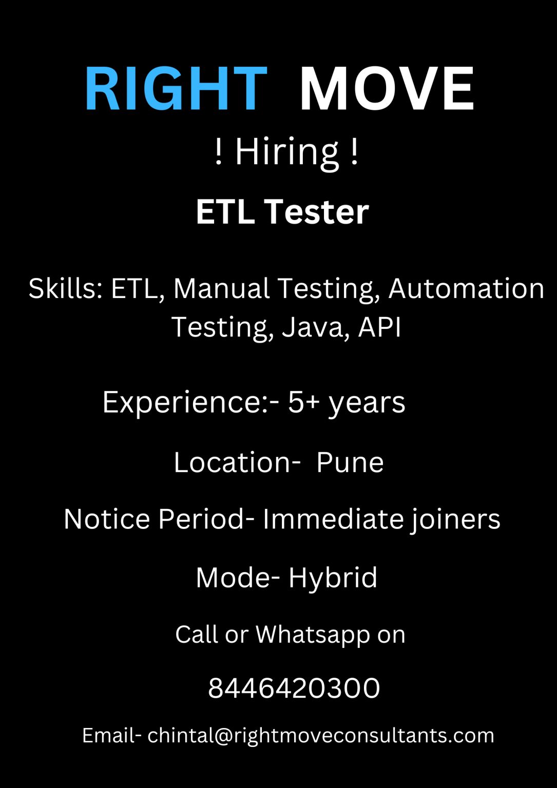 Chintal P on LinkedIn: #etl #manualtesting #automationtesting #java # ... Chintal P on LinkedIn: #etl #manualtesting #automationtesting #java # ...
