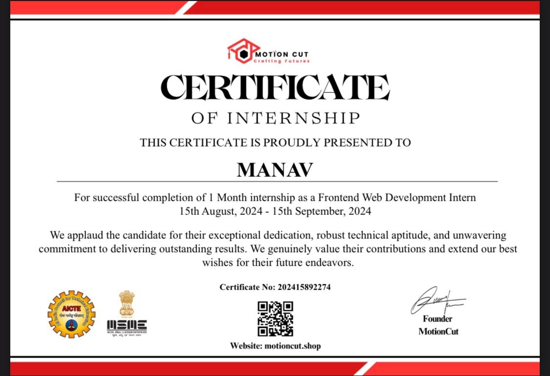 Manav Jaisinghani on LinkedIn: #frontenddeveloper #internship # ... Manav Jaisinghani on LinkedIn: #frontenddeveloper #internship # ...