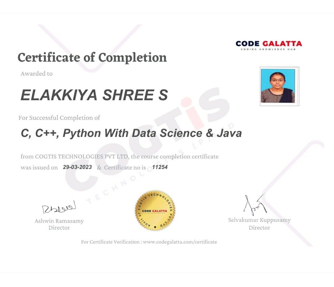 Elakkiya Shree S on LinkedIn: #codegalatta #learning #programming Elakkiya Shree S on LinkedIn: #codegalatta #learning #programming