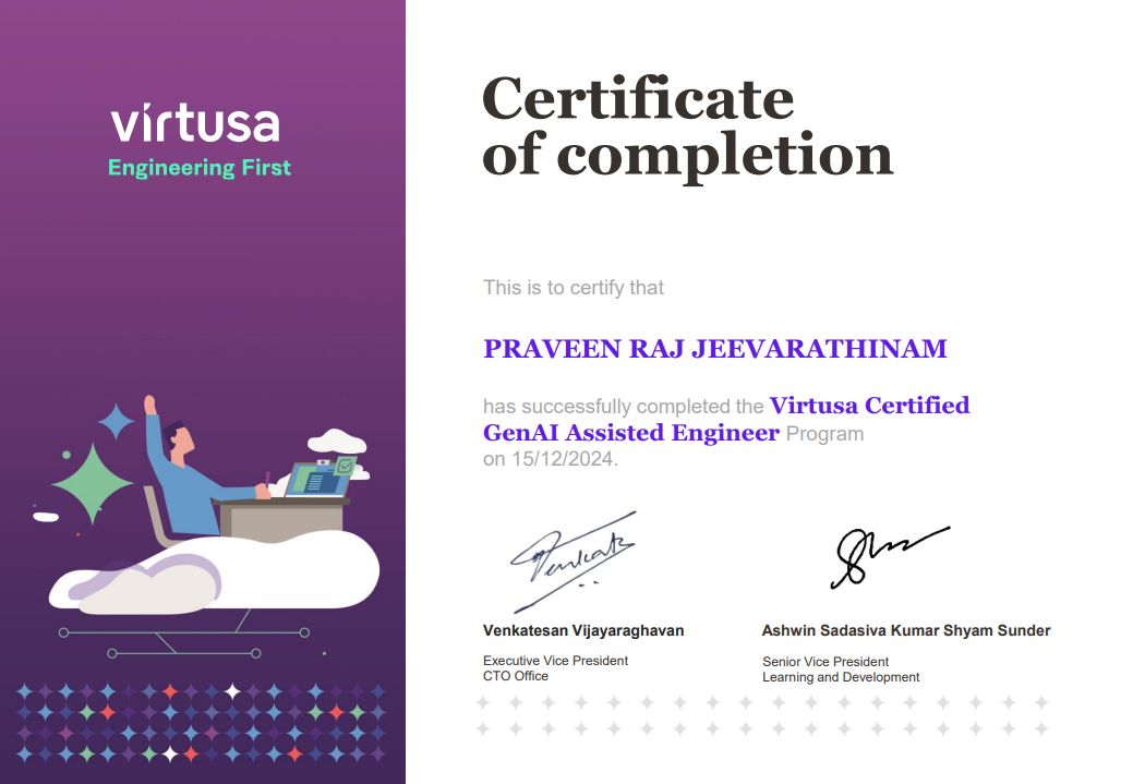 Praveen Raj Jeevarathinam on LinkedIn: #gratitude #genai # ... Praveen Raj Jeevarathinam on LinkedIn: #gratitude #genai # ...