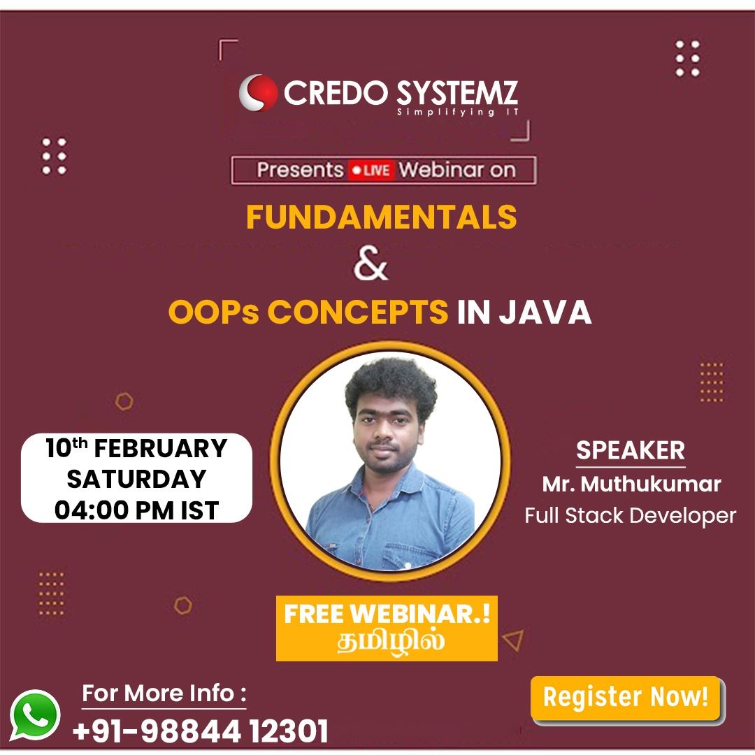 Free webinar on Java basics | Jones Sathya posted on the topic | LinkedIn Free webinar on Java basics | Jones Sathya posted on the topic | LinkedIn