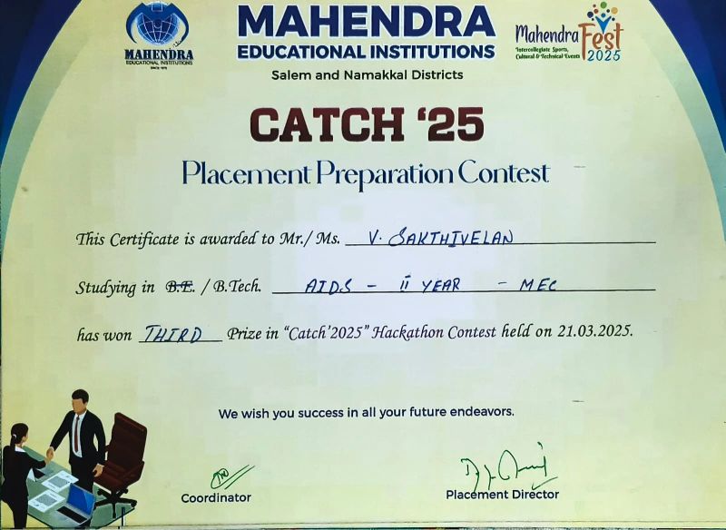 I'm excited to share that I secured Third Prize in the Catch Hackathon ... I'm excited to share that I secured Third Prize in the Catch Hackathon ...