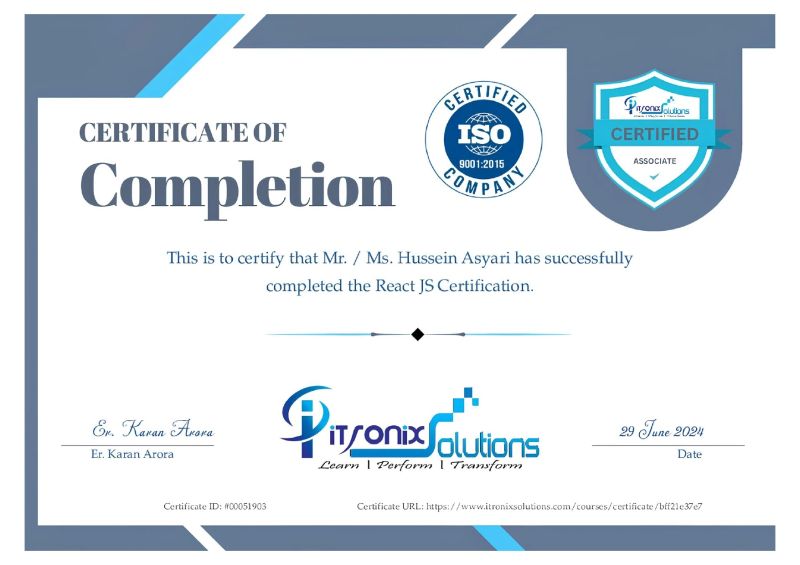 Hussein Asyari on LinkedIn: Thank you, ITRONIX SOLUTION 🙌 📢 I am super ... Hussein Asyari on LinkedIn: Thank you, ITRONIX SOLUTION 🙌 📢 I am super ...