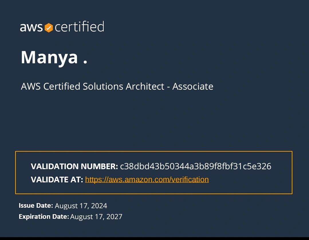 Manya Aggarwal on LinkedIn: #aws #cloudcomputing #solutionsarchitect # ... Manya Aggarwal on LinkedIn: #aws #cloudcomputing #solutionsarchitect # ...