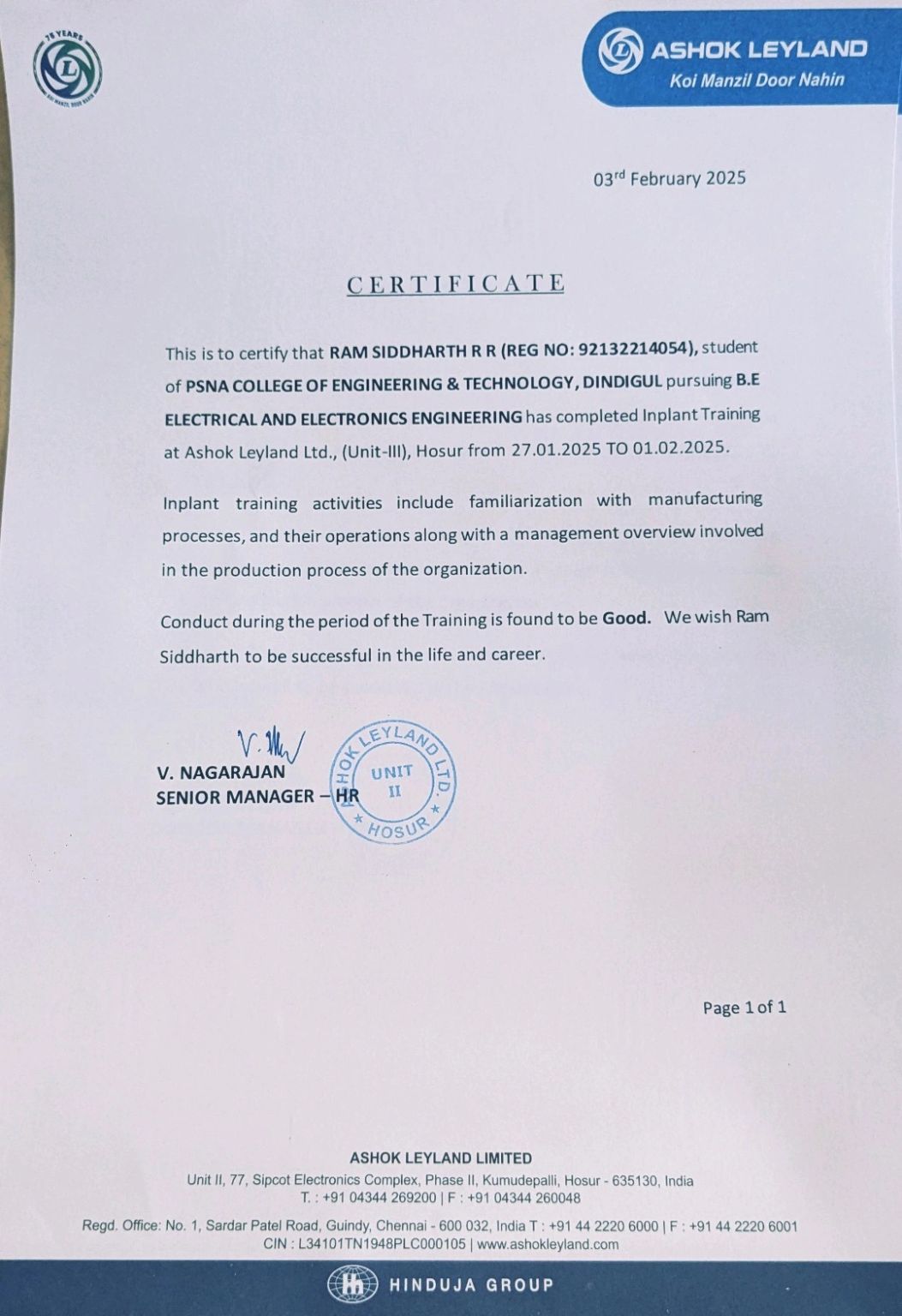 RAM SIDDHARTH R R on LinkedIn: #internshipjourney #ashokleyland # ... RAM SIDDHARTH R R on LinkedIn: #internshipjourney #ashokleyland # ...
