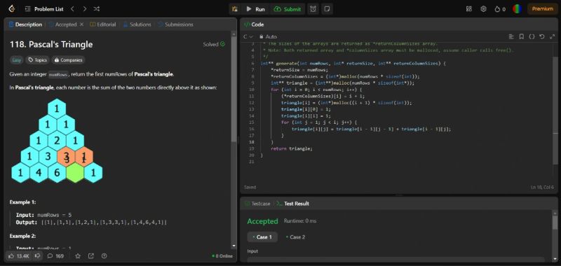 #100daysofcode #codingchallenge #leetcode #pascaltriangle # ... #100daysofcode #codingchallenge #leetcode #pascaltriangle # ...