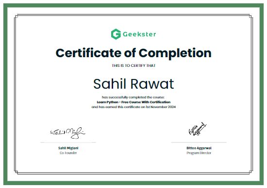 SAHIL RAWAT on LinkedIn: #python #programming #certificate #geekster # ... SAHIL RAWAT on LinkedIn: #python #programming #certificate #geekster # ...