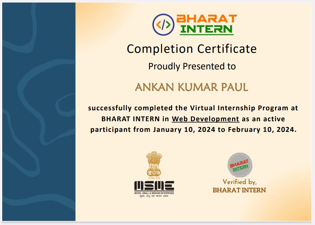 Ankan Kumar Paul on LinkedIn: #connections #connections #bharatintern # ... Ankan Kumar Paul on LinkedIn: #connections #connections #bharatintern # ...