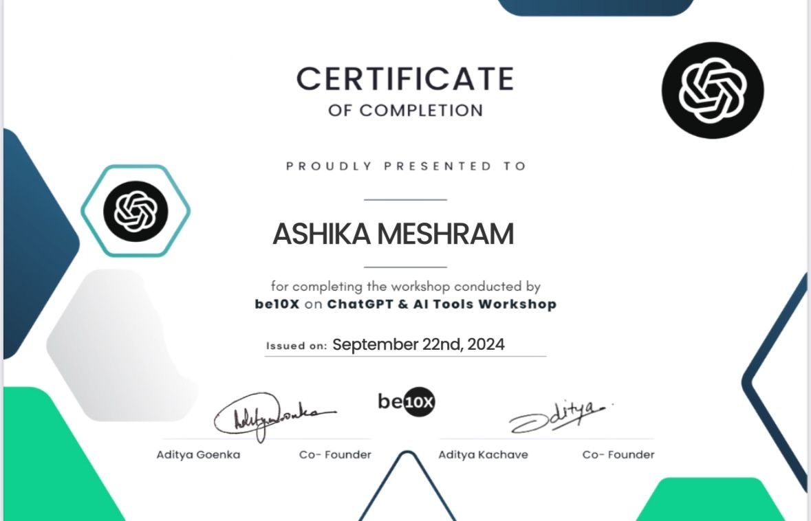 Ashika Meshram on LinkedIn: #ai #continuouslearning # ... Ashika Meshram on LinkedIn: #ai #continuouslearning # ...