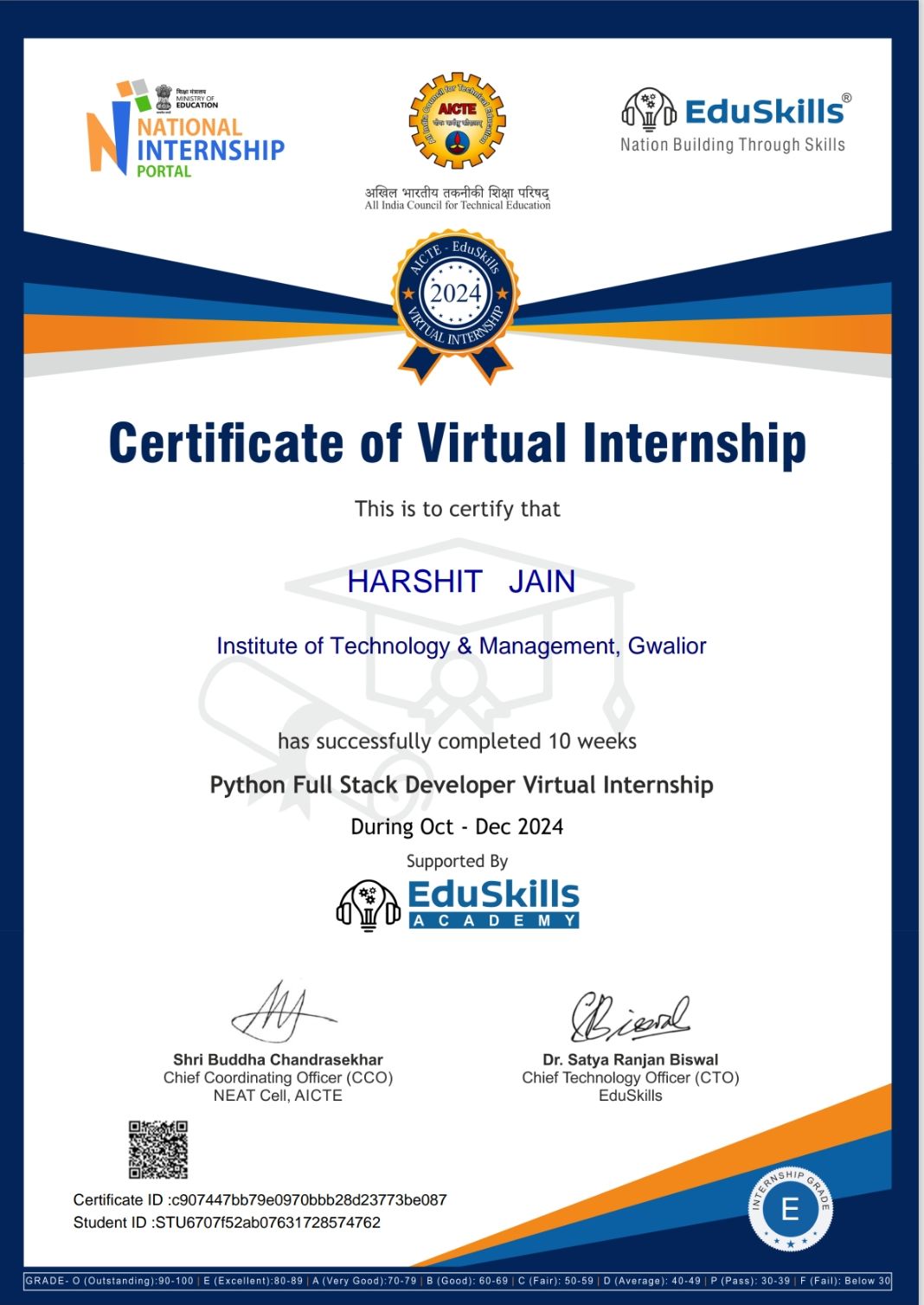 #python #fullstackdevelopment #eduskills #aicte #itmgwalior… | Harshit Jain #python #fullstackdevelopment #eduskills #aicte #itmgwalior… | Harshit Jain